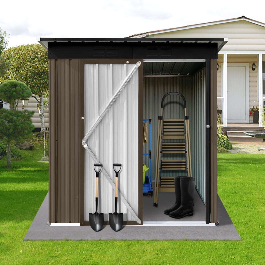 5 x 4 FT Outdoor Storage Shed, Garden Tool Storage House with Hinged ...