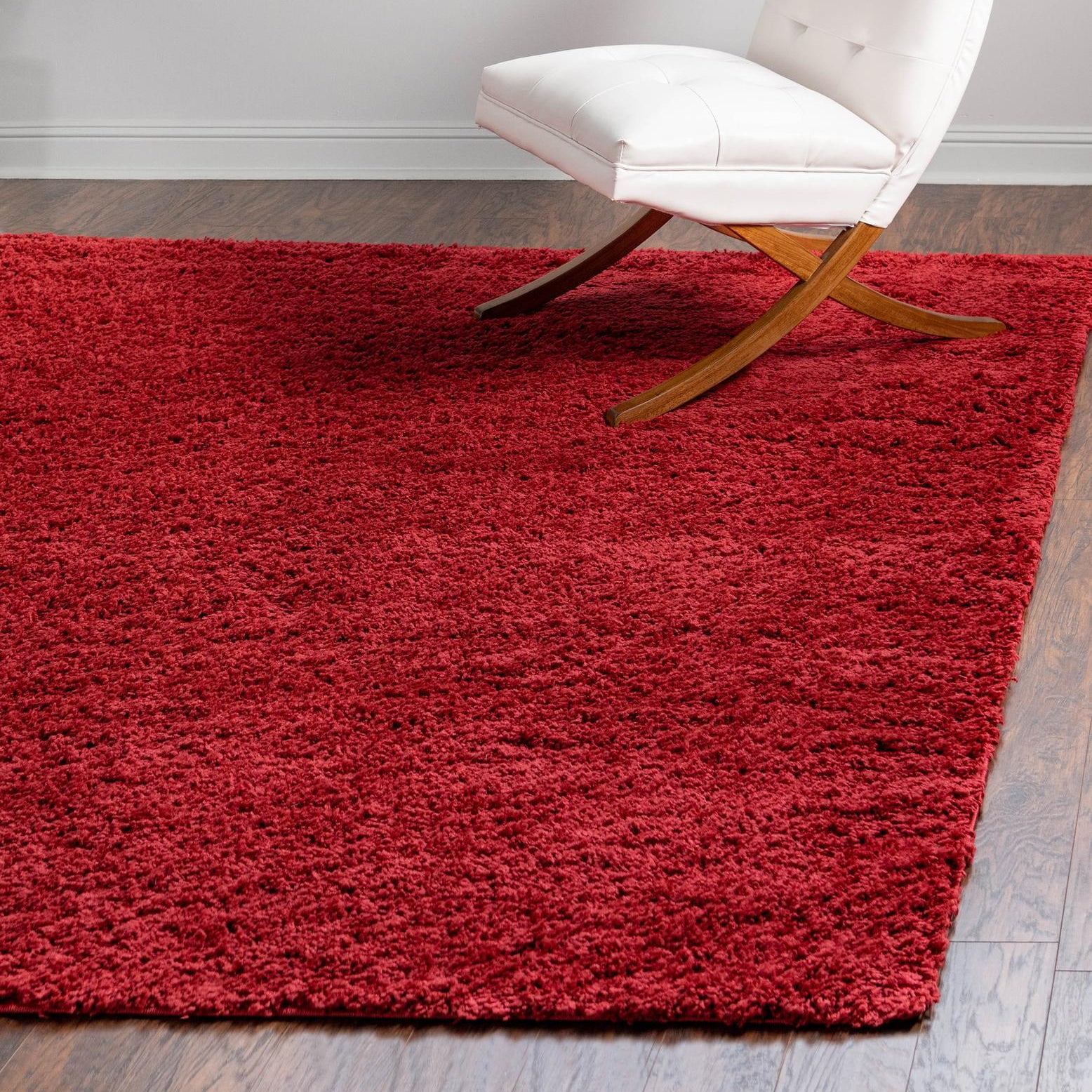 Unique Loom Everyday Shag Collection Area Rug - Solid (5' Square Cherry ...