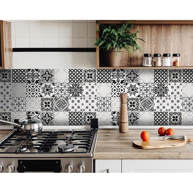 5 x 5 in. Black, White & Gray Bella Peel & Stick Tiles - Walmart.com