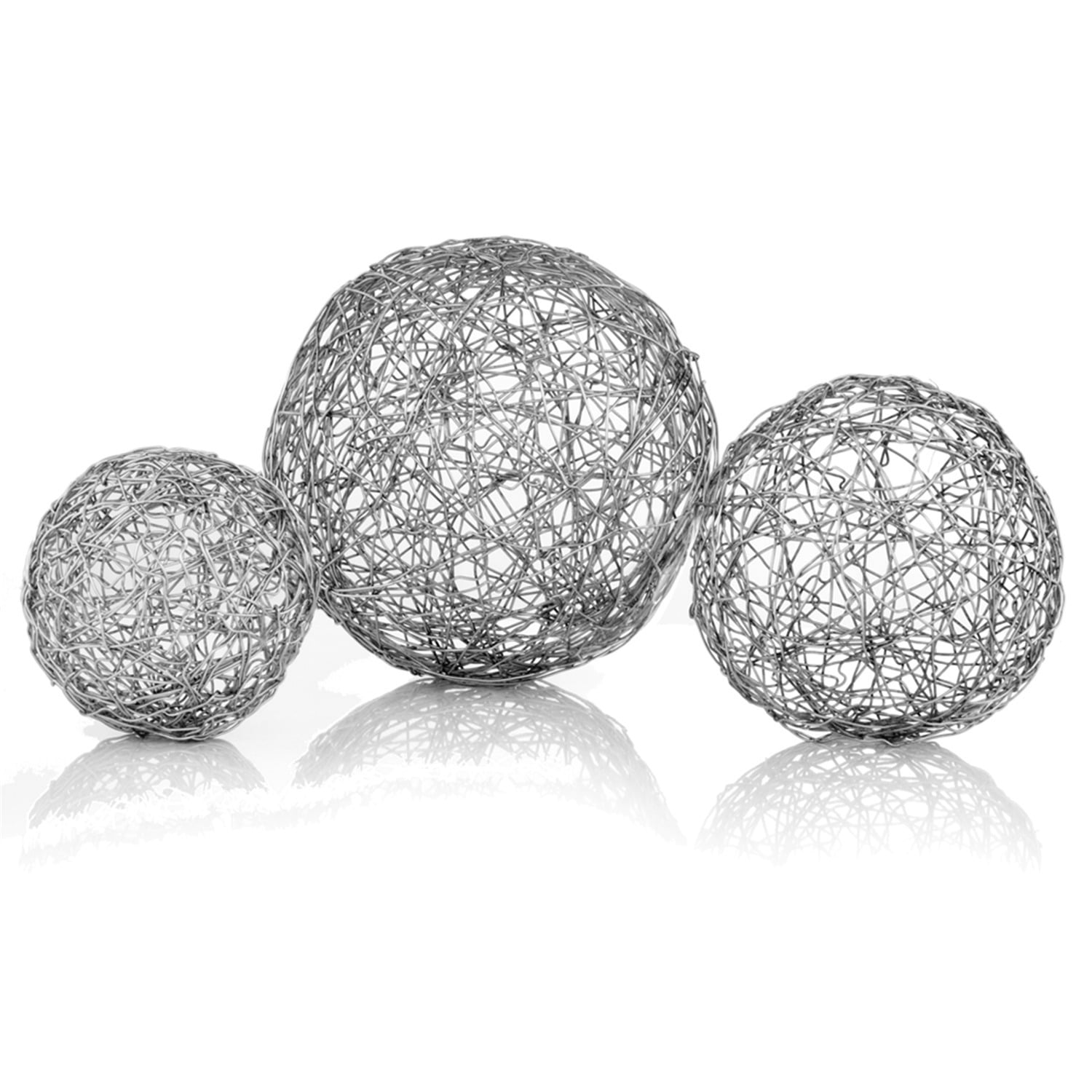 5" x 5" x 5" Shiny Nickel Silver Wire Spheres Box of 3 - Walmart.com