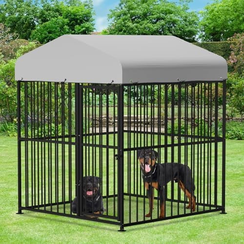 5 x 5 x 6 Ft Heavy Duty Outdoor Dog Kennel, Large All Weather Metal ...