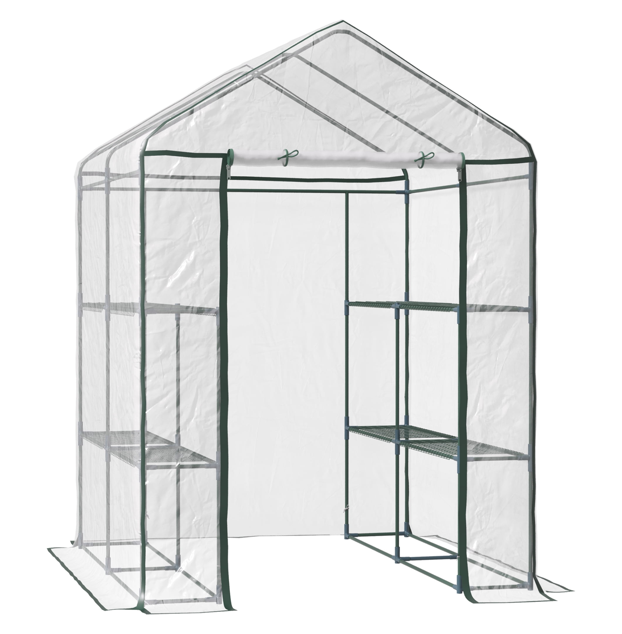 5' x 5' x 6' Mini Walk-in Greenhouse Kit, Portable Green House with 3 ...