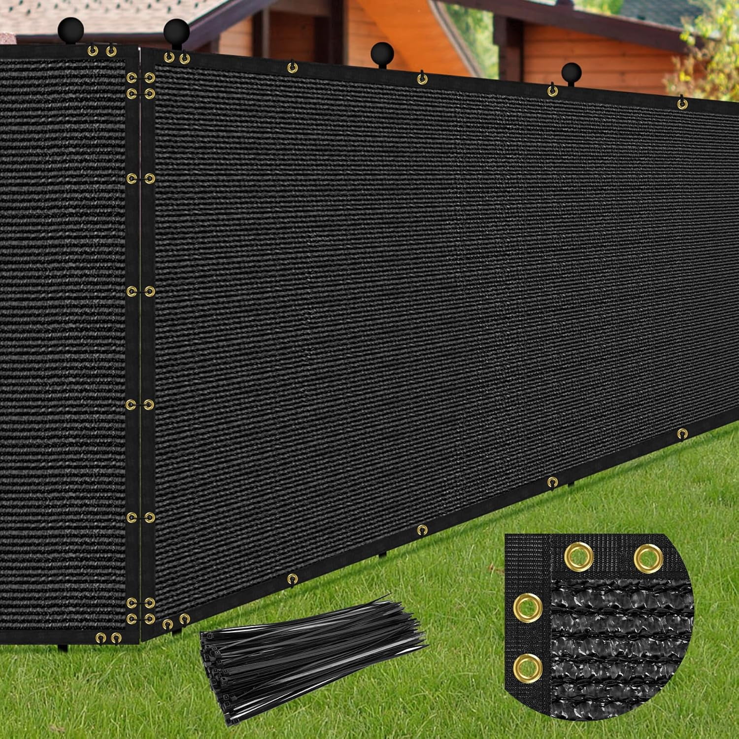 5 x 50FT Privacy Screen Fence Black Heavy Duty Mesh Fencing Shade Net ...
