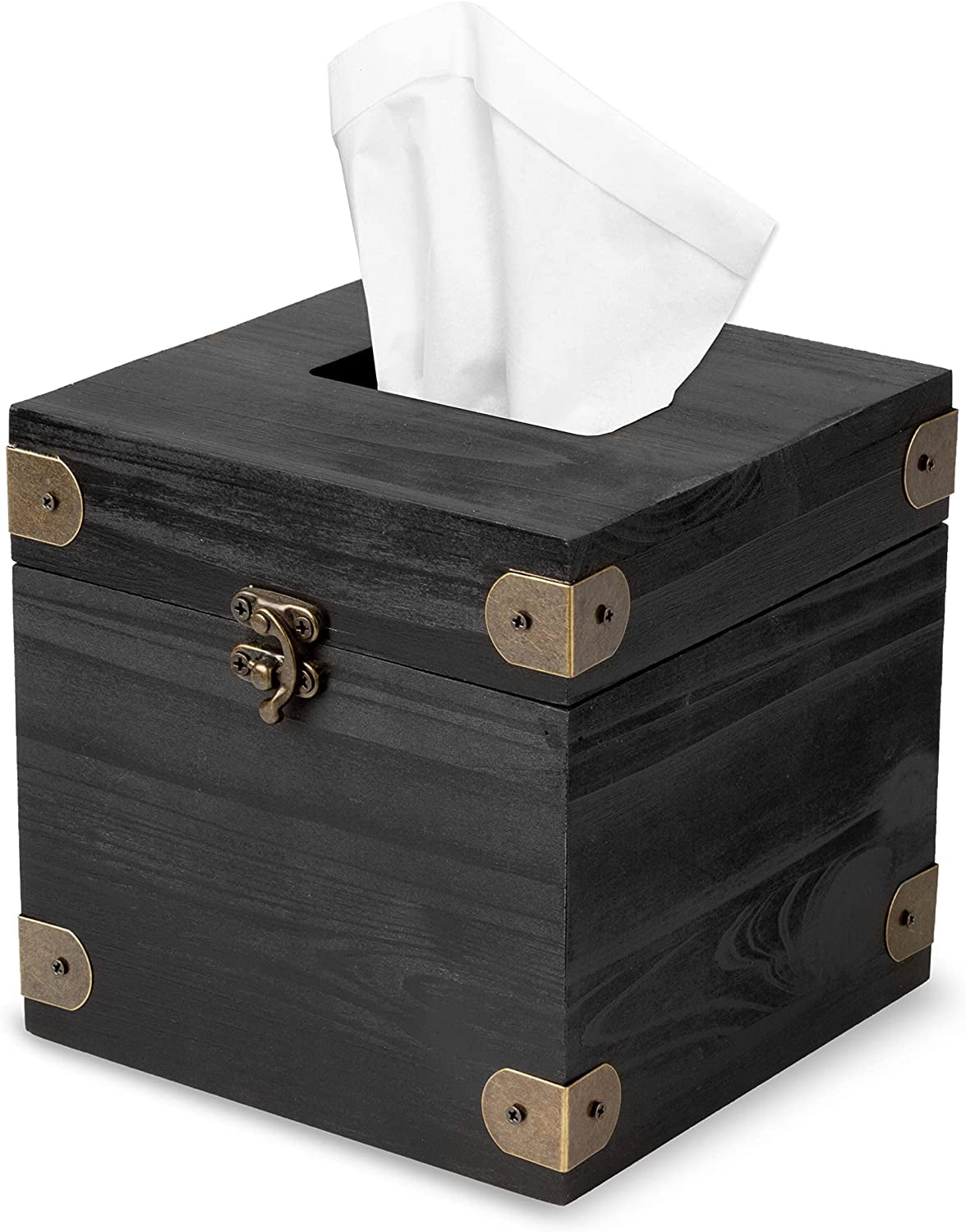 5 x 6 Rustic Tissue Box Holder - Hinged Lid Tissue Dispenser for ...
