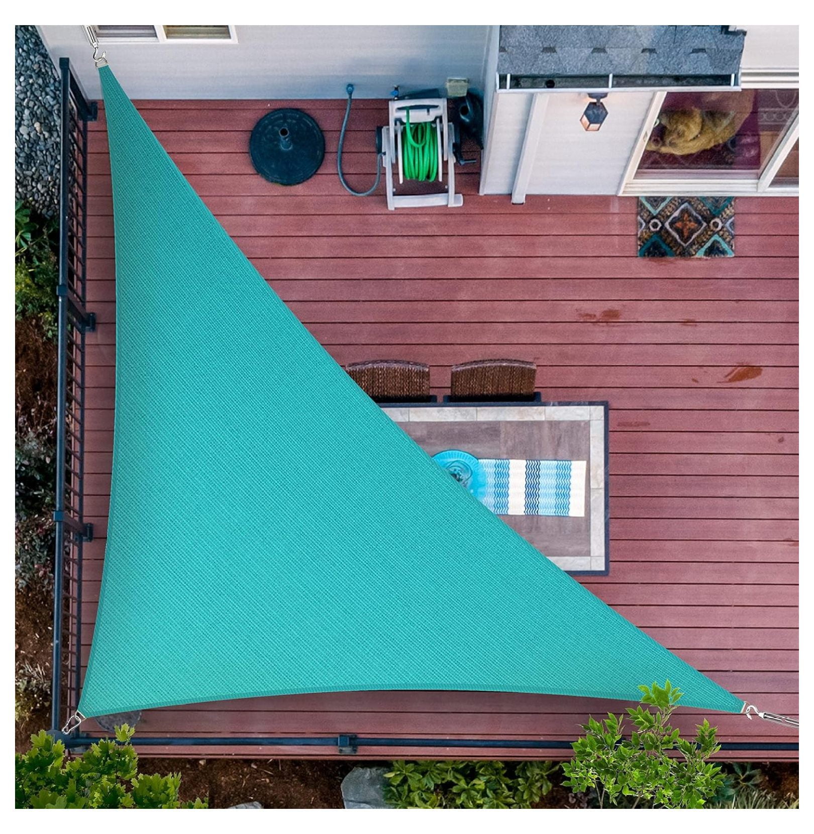 5' x 6' x 7.8' Turquoise Sun Shade Sail UPF50 Right Triangle smTAPRT18 ...