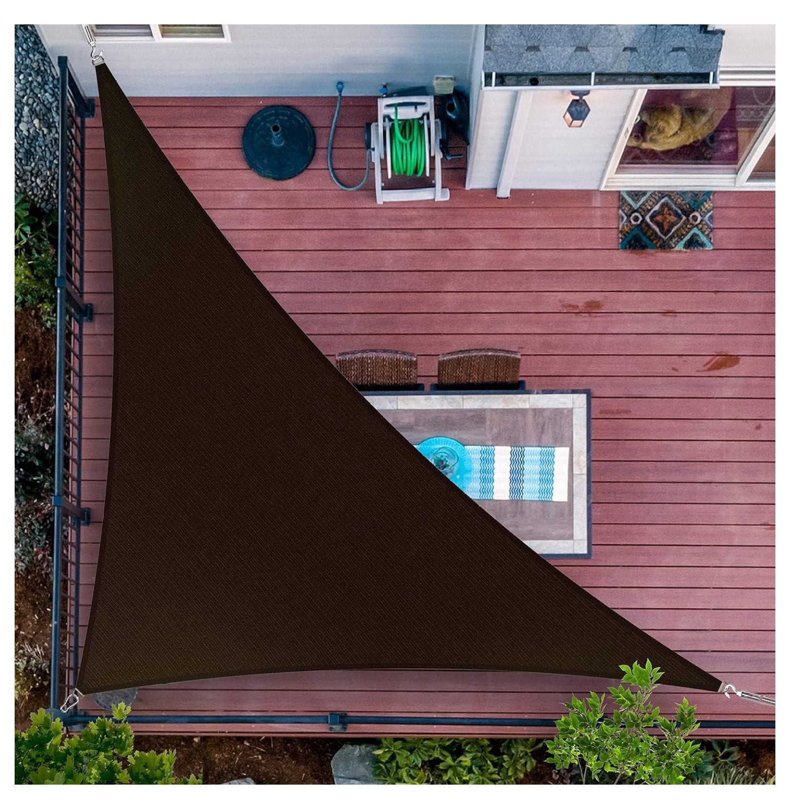 5' x 5' x 7.1' Brown Sun Shade Sail UPF50 Right Triangle smTAPRT18 ...