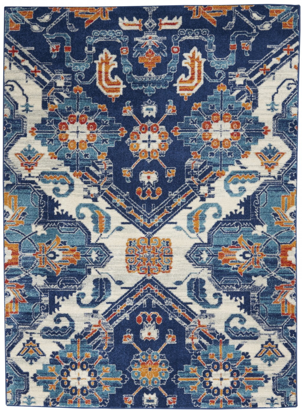 5â€™ x 7â€™ Blue and Ivory Persian Patterns Area Rug - Walmart.com
