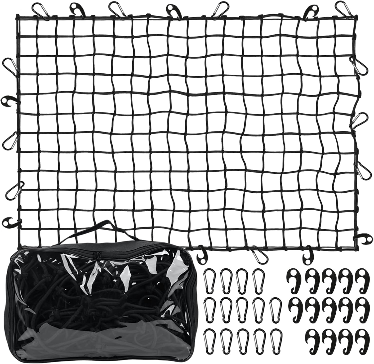 5’ x 7'Cargo Net for Pickup Truck Bed Stretches to 10' x 14' Heavy-Duty ...