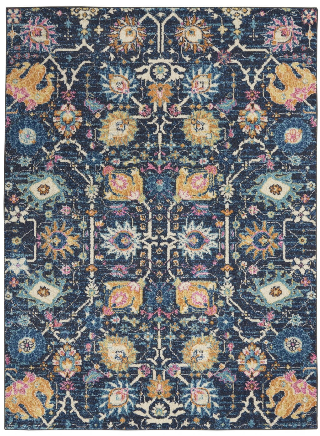 5â€™ x 7â€™ Navy Blue Floral Buds Area Rug - Walmart.com