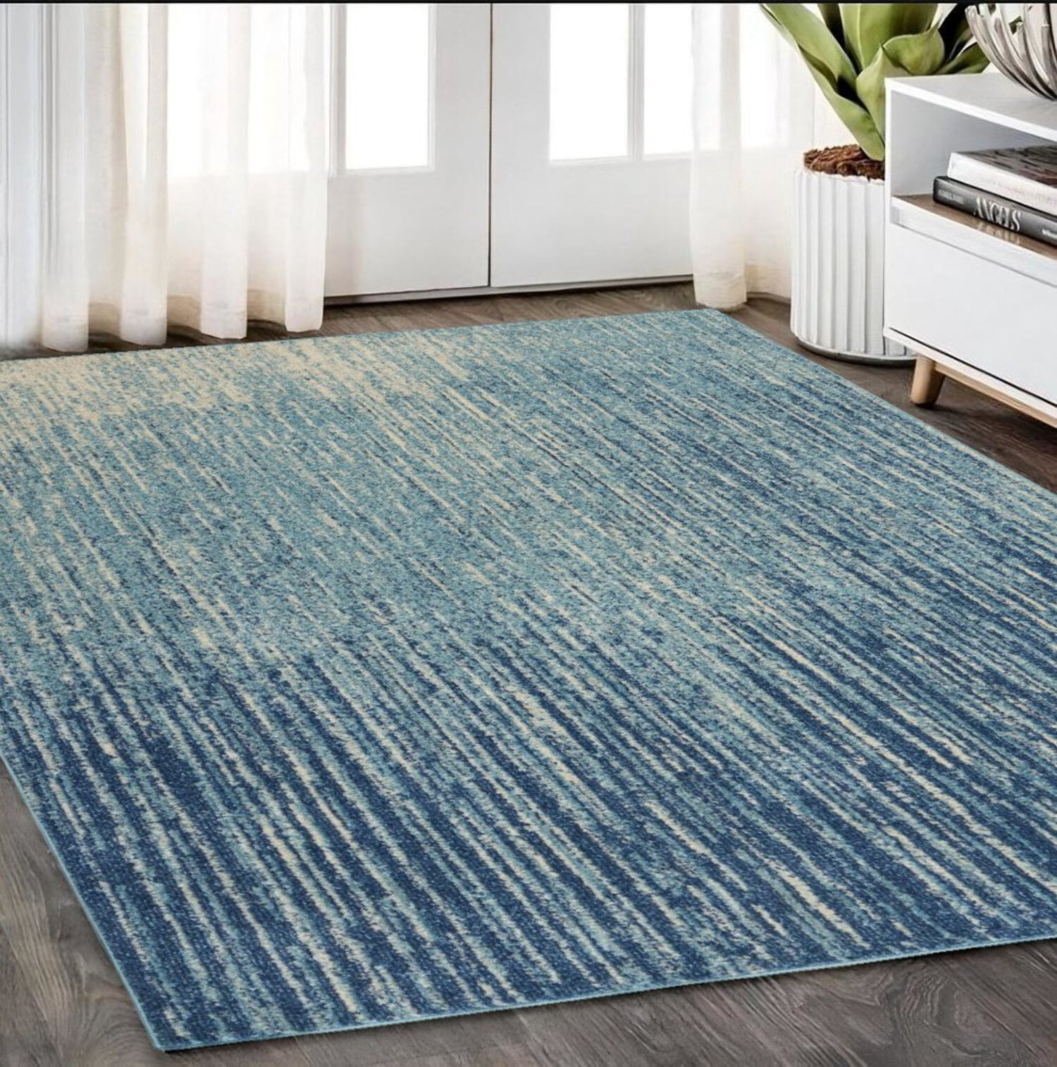 5â€™ x 7â€™ Navy and Light Blue Abstract Area Rug - Walmart.com