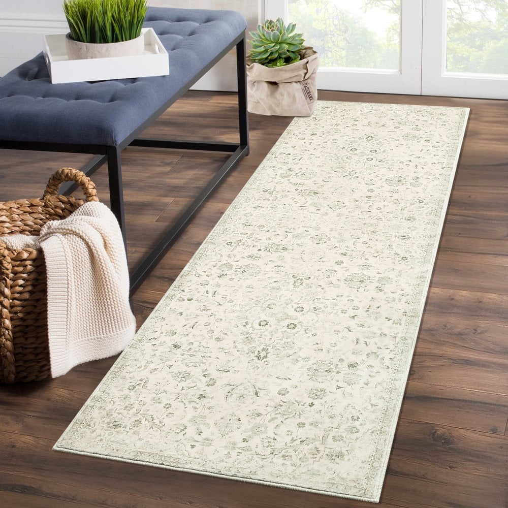 5‘ x 7‘ Washable Area Rug Soft Floral Distressed Rug Indoor Vintage ...