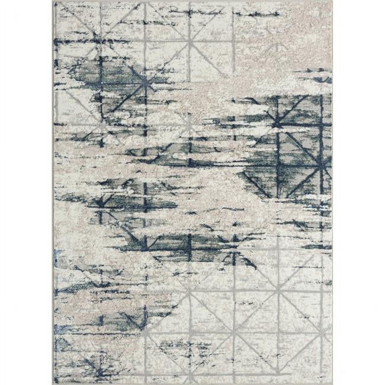 5 x 7 ft. Blue Abstract Stain Resistant Rectangle Area Rug - Blue - 5 x ...