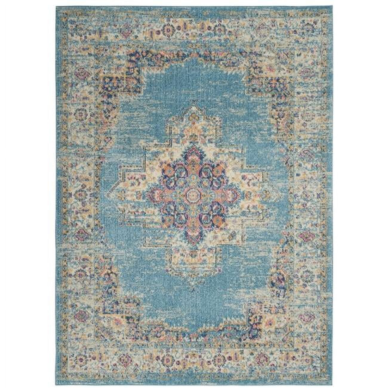 5 x 7 ft. Light Blue Distressed Medallion Area Rug - Light Blue - 5 x 7 ...