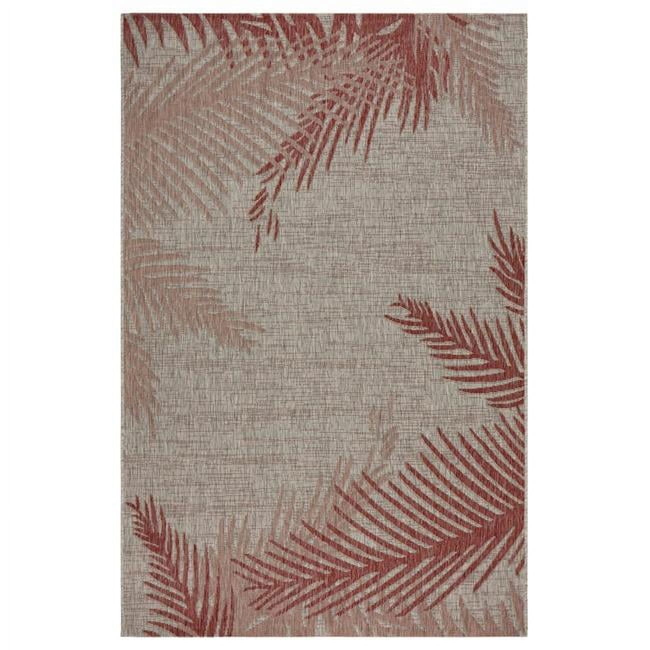 5 x 7 ft. Red Palm Leaves Indoor & Outdoor Area Rug - Red - 5' x 7 ...