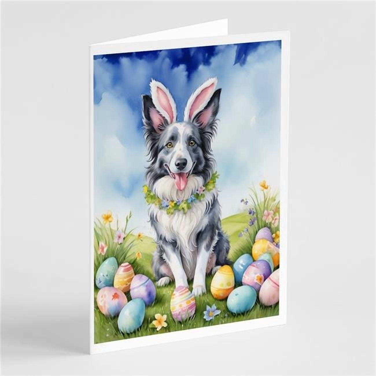 5 x 7 in. Border Collie Easter Egg Hunt Greeting Cards - Pack of 8 ...