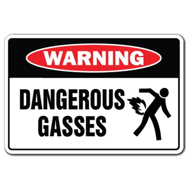 5 x 7 in. Dangerous Gases Warning Decal - Fart Farting Pass Gas Stink ...
