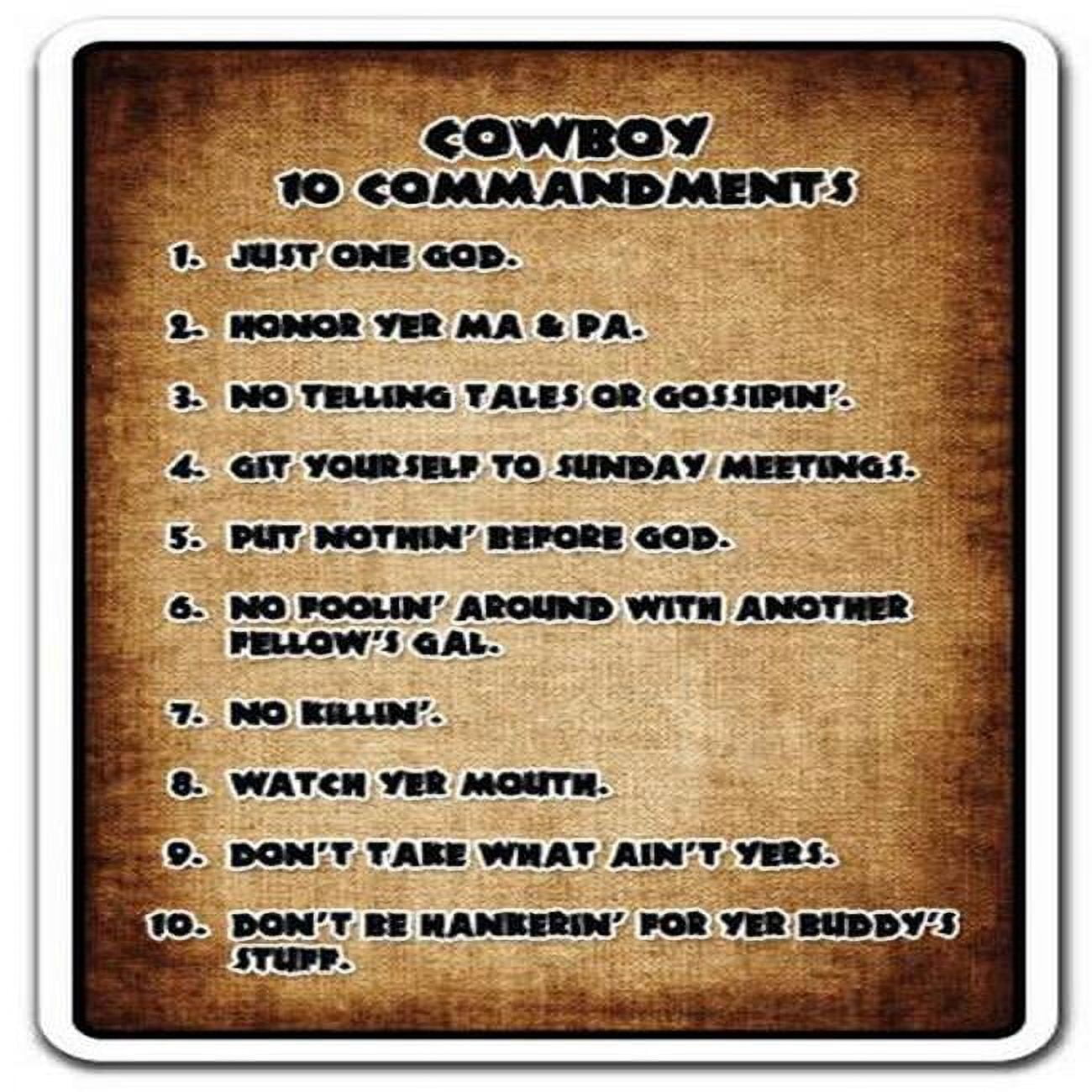 5 x 7 in. Decal - Cowboy 10 Commandments - Country Southern Hillbilly ...