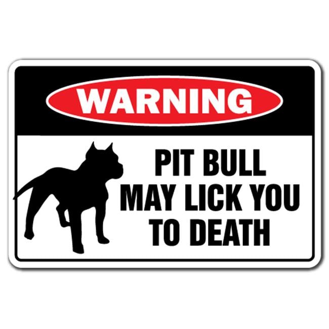 5 x 7 in. Pit Bull May Lick You to Death Warning Decal - Dog Pet Humor ...