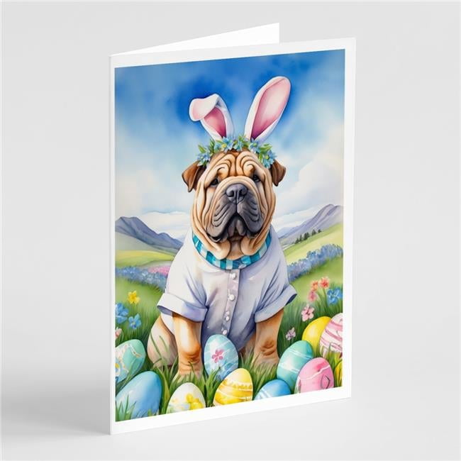 5 x 7 in. Shar Pei Easter Egg Hunt Greeting Cards - Pack of 8 - Walmart.com