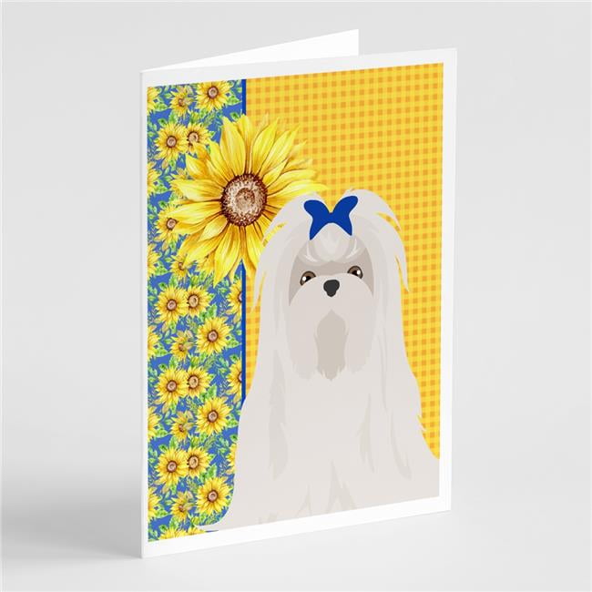 5 x 7 in. Summer Sunflowers Maltese Greeting Cards & Envelopes, Pack of ...