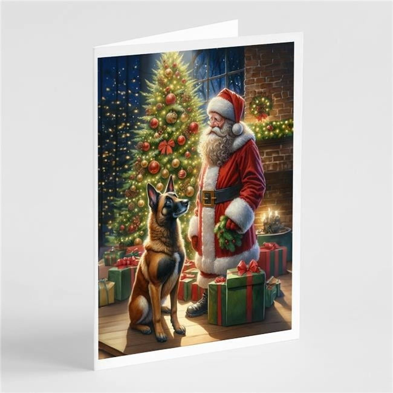 5 x 7 in. Unisex Belgian Malinois & Santa Claus Greeting Cards - Pack ...