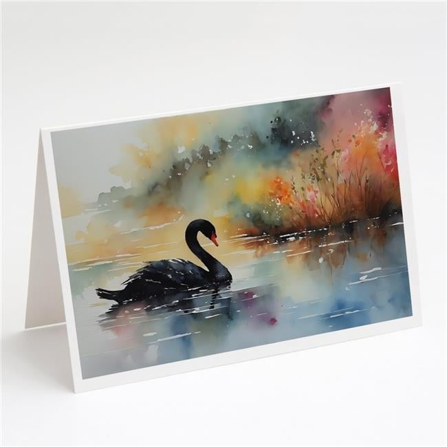 5 x 7 in. Unisex Black Swan Greeting Cards - Pack of 8 - Walmart.com