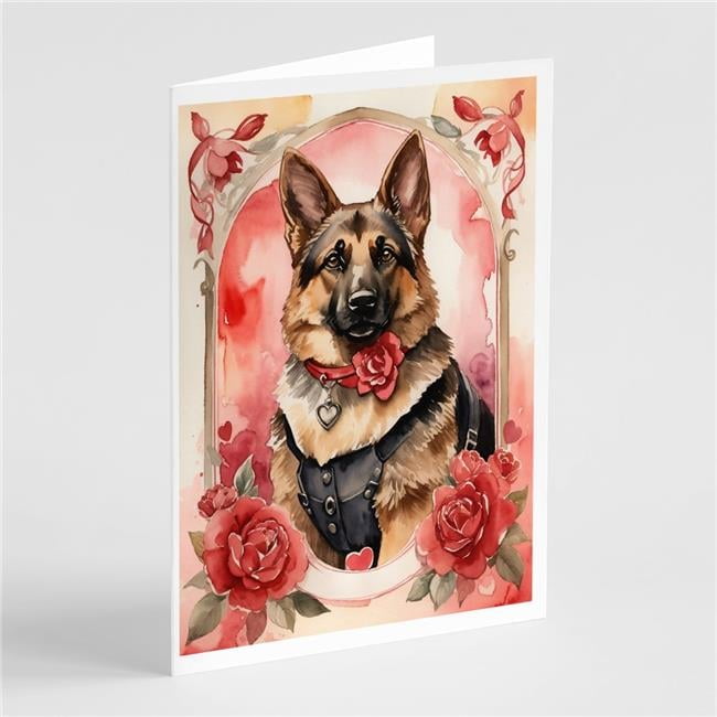 5 x 7 in. Unisex German Shepherd Valentine Roses Greeting Cards - Pack ...