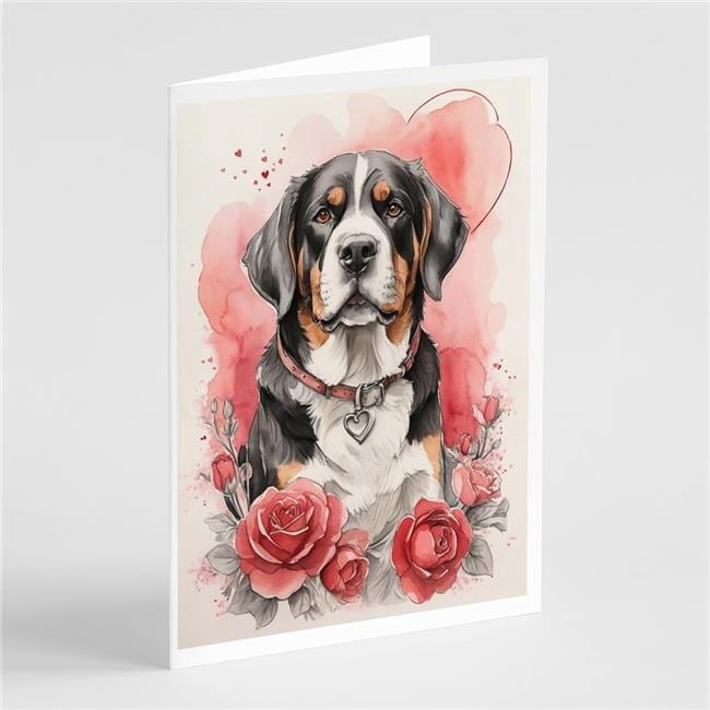 5 x 7 in. Unisex Greater Swiss Mountain Dog Valentine Roses Greeting ...