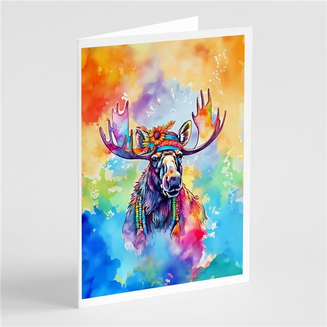 5 x 7 in. Unisex Hippie Animal Moose Greeting Cards - Pack of 8 ...