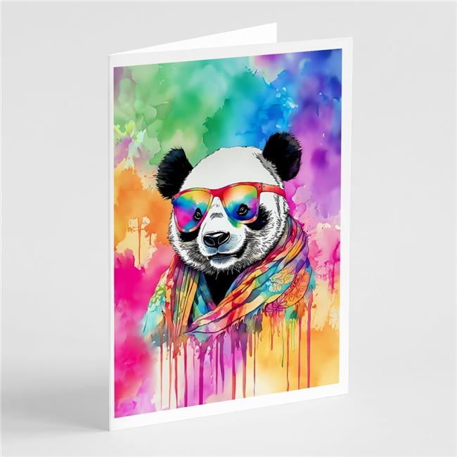 5 x 7 in. Unisex Hippie Animal Panda Greeting Cards - Pack of 8 ...