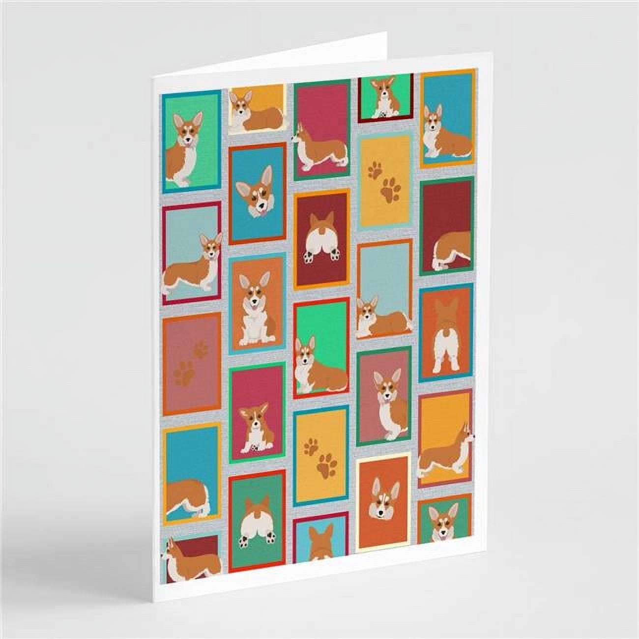 5 x 7 in. Unisex Lots of Red & White Pembroke Corgi Greeting Cards ...