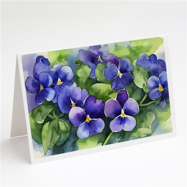 5 x 7 in. Unisex Rhode Island Violets in Watercolor Greeting Cards ...