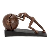 5" x 8" Brown Polystone People Sculpture with Ball, by DecMode ...