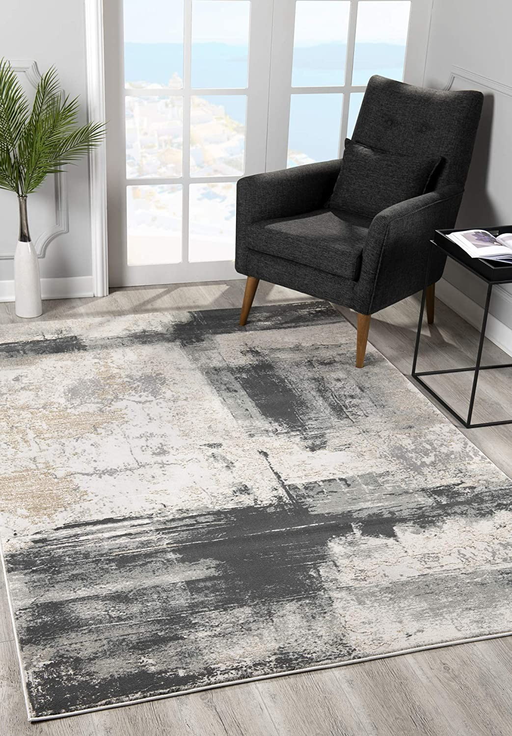 5â€™ x 8â€™ Cream and Gray Abstract Patches Area Rug - Walmart.com