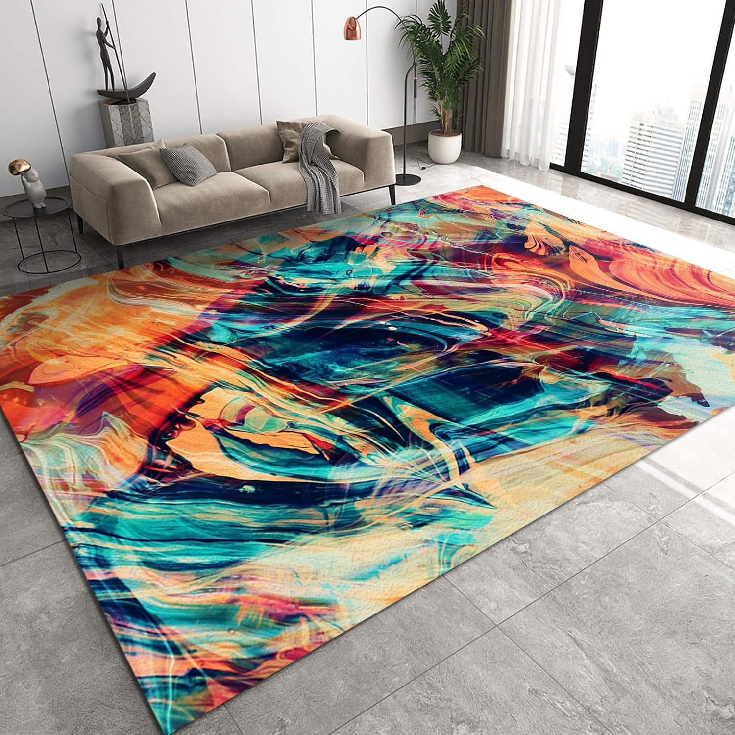 5' x 8' Fashion Creative Colorful Rug for Living Room Bedroom, Fluid ...