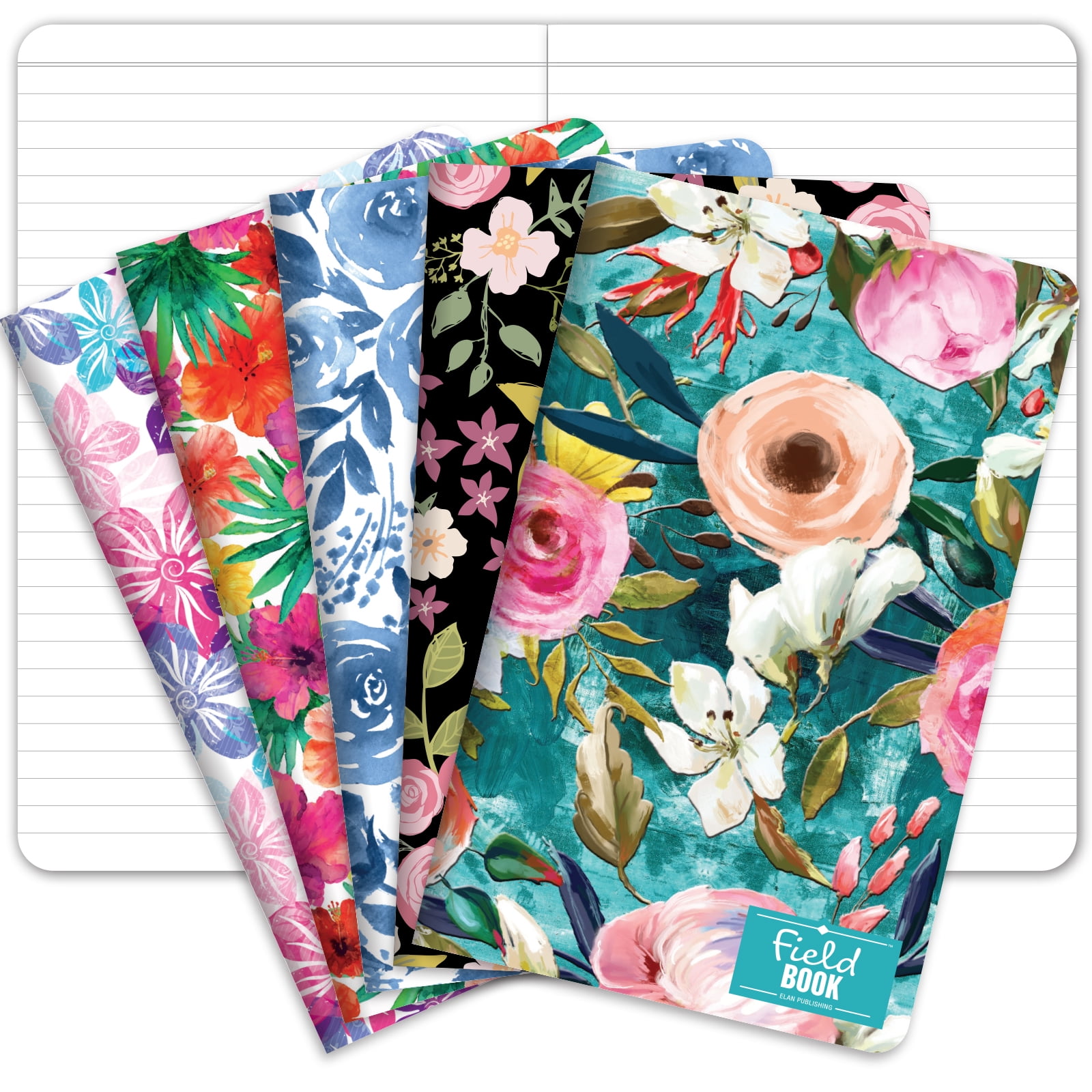 5 x 8 Field Book Set - Line Text / Combo Floral Covers - Walmart.com