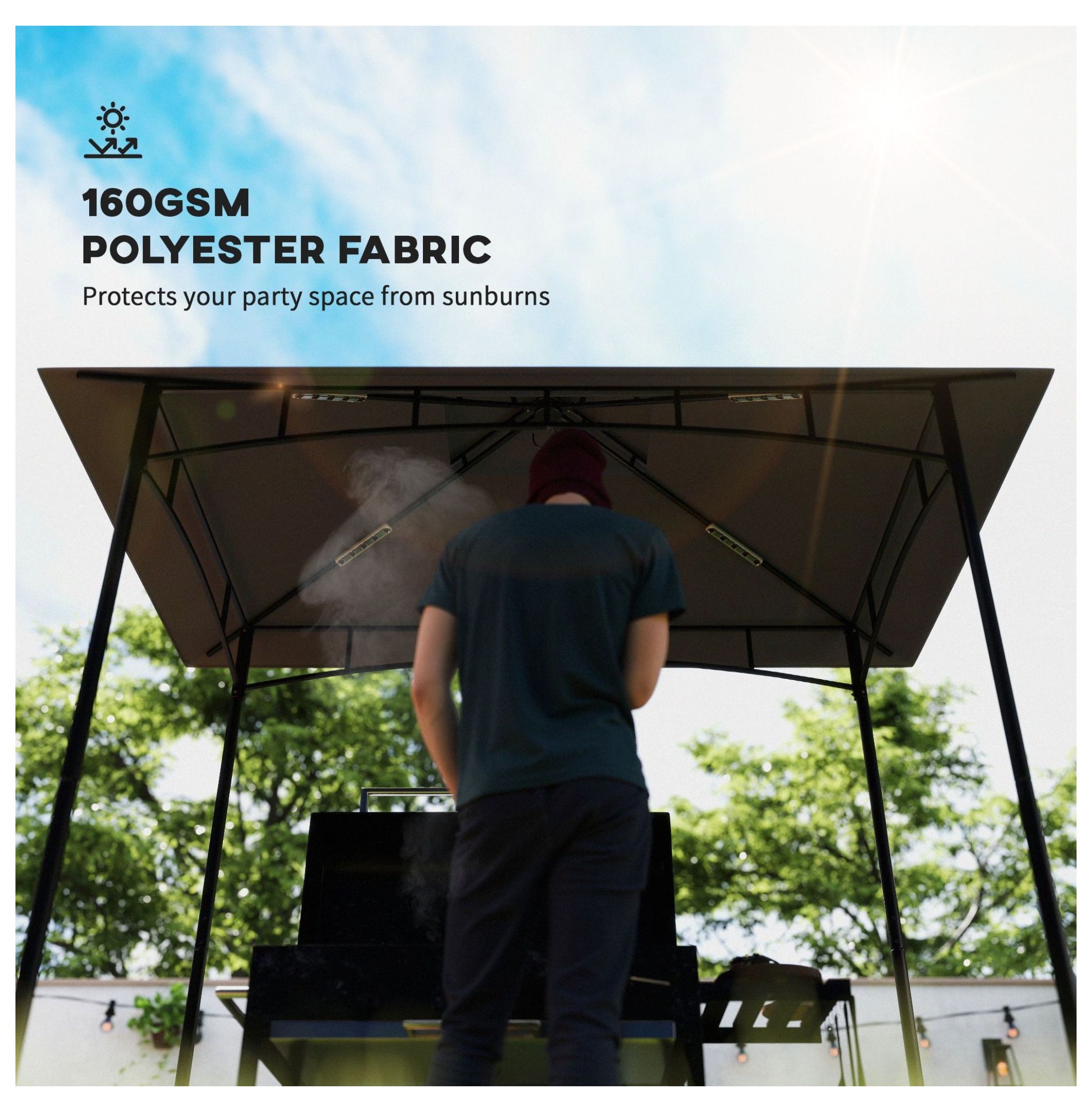 5' x 8' Grill Gazebo Canopy Replacement Cover Only, UPF50+ Double ...