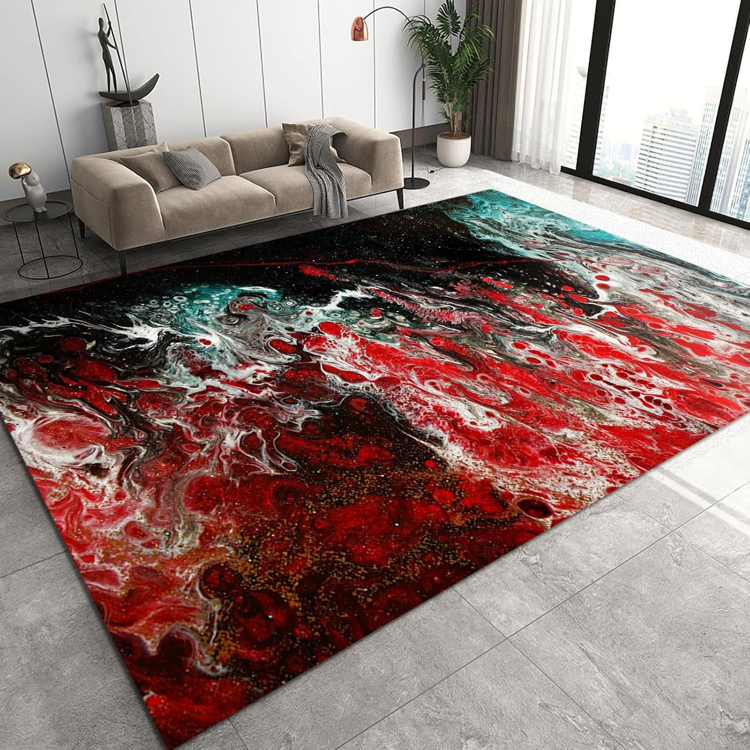 5' x 8' Horror Bloody Halloween Rug for Living Room Bedroom, Abstract ...