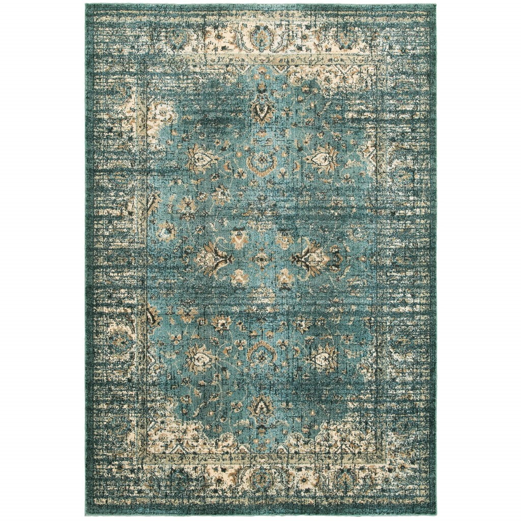 5â€™ x 8â€™ Peacock Blue and Ivory Indoor Area Rug - Walmart.com