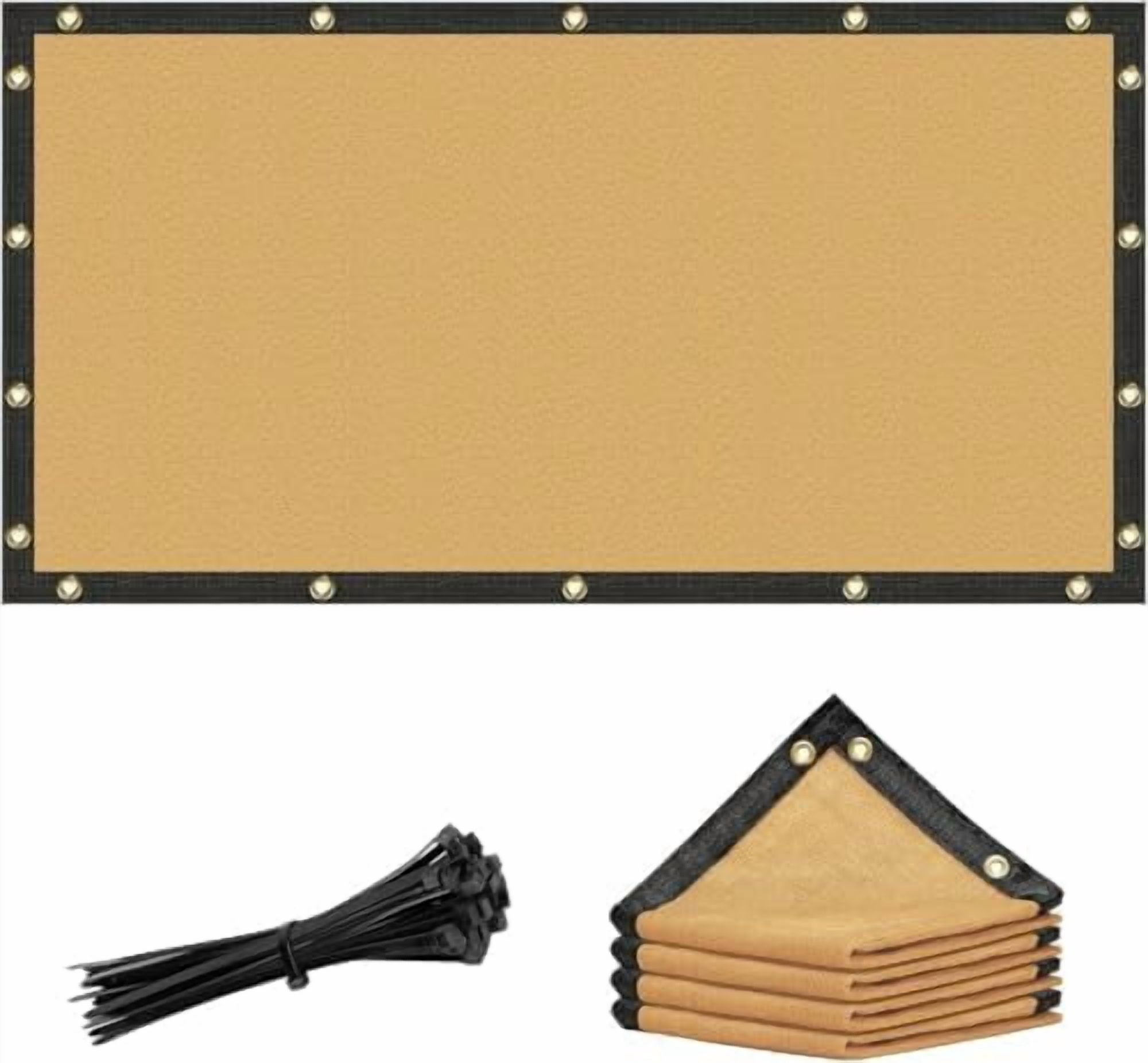 5' x 8' SandBeige Custom Size Shade Cloth with Grommets - 90% Sunblock ...