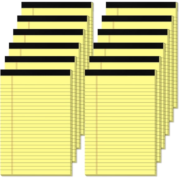 5" x 8" Yellow Legal Pads Writing 12 Pack of Notepad 80gsm Paper Small ...