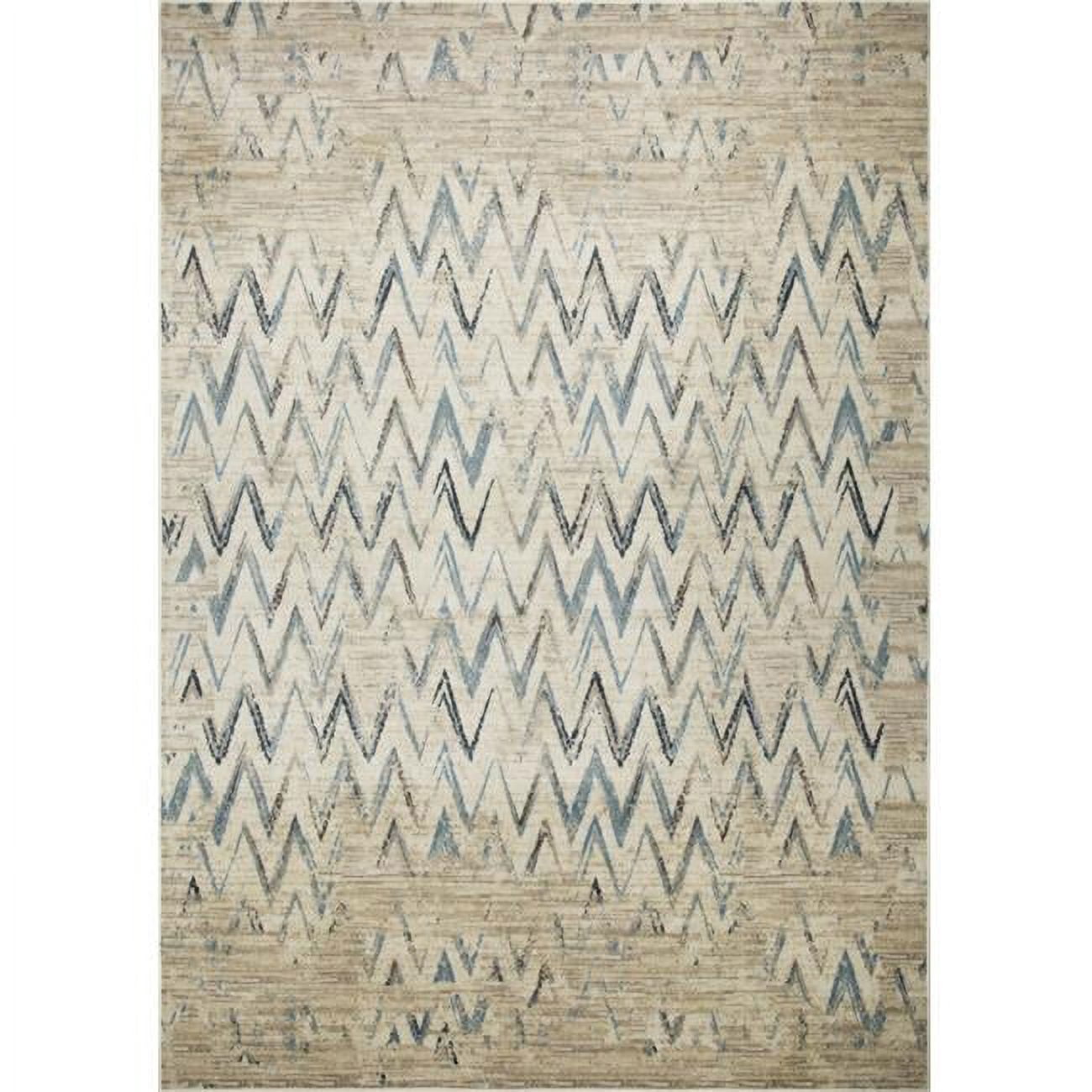 5 x 8 ft. Beige & Blue Distressed Chevron Area Rug - Ivory - Walmart.com