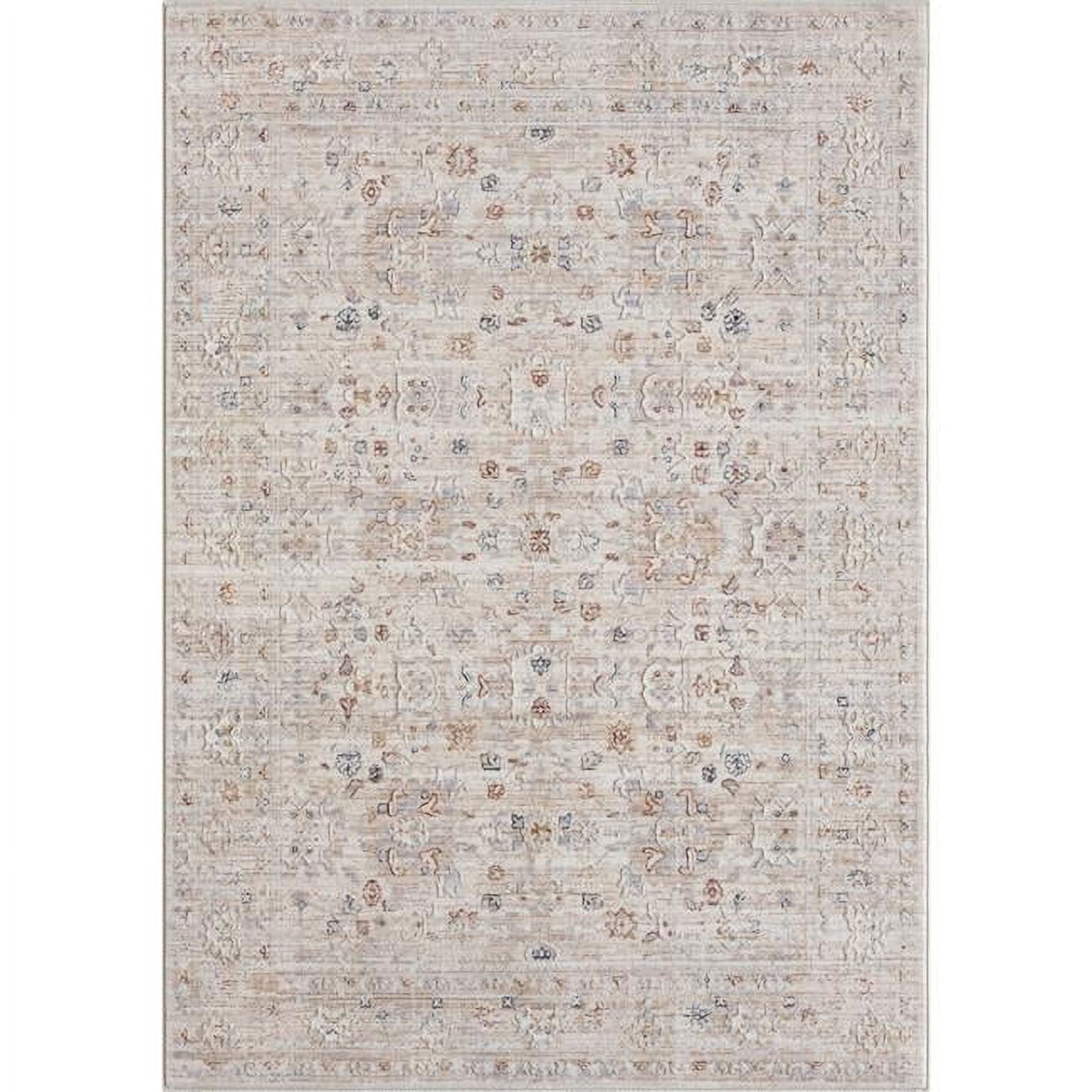 5 x 8 ft. Beige Botanical Rectangle Traditional Area Rug - Beige - 5 x ...