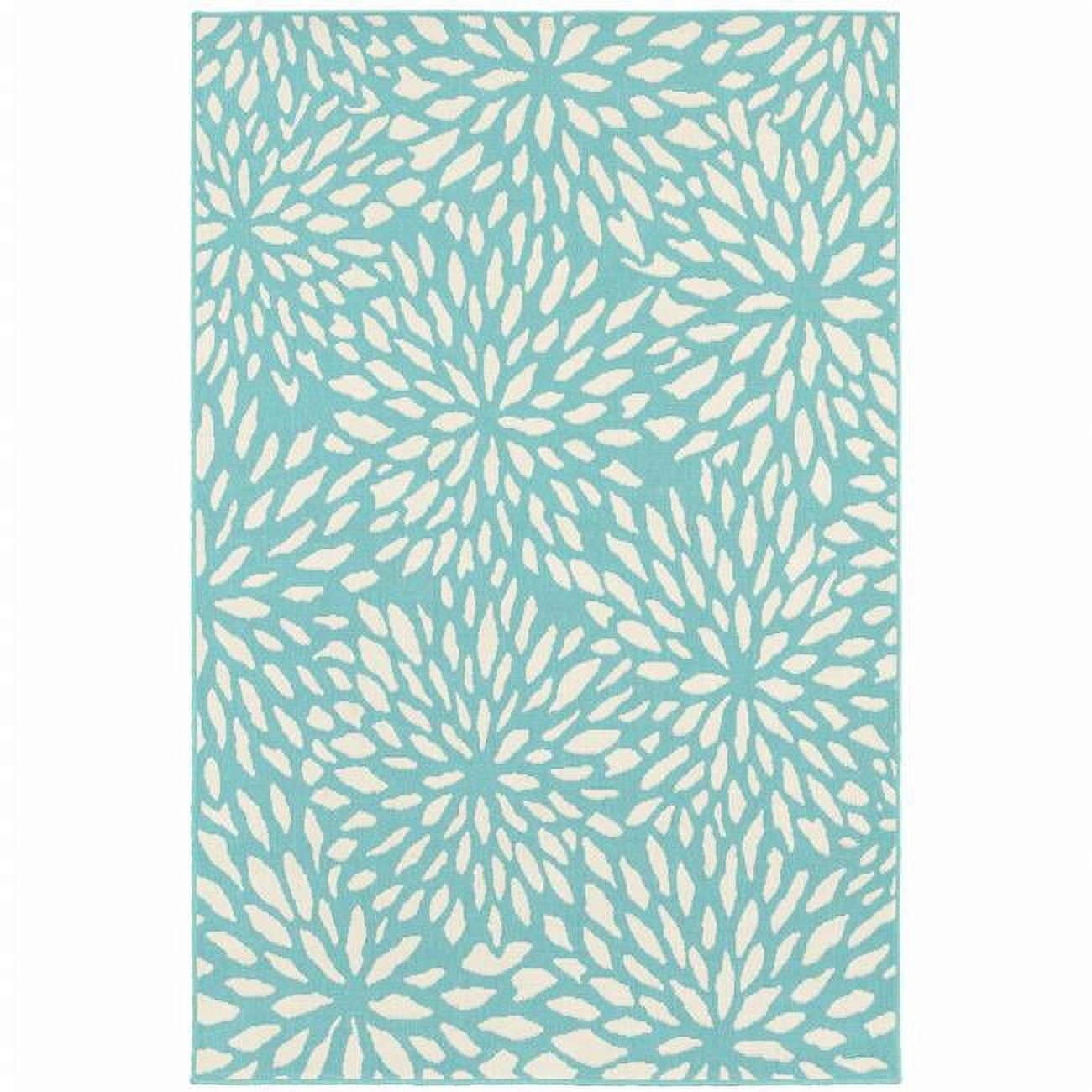 5 x 8 ft. Blue Floral Stain Resistant Indoor & Outdoor Rectangle Area ...