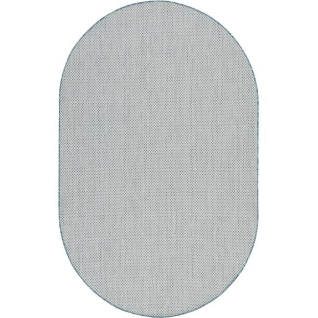 5 x 8 ft. Blue Geometric Power Loom Oval Area Rug - Blue - 5 x 8 ft ...