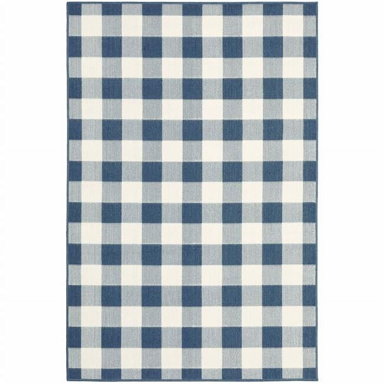 5 x 8 ft. Blue Geometric Stain Resistant Indoor & Outdoor Rectangle ...