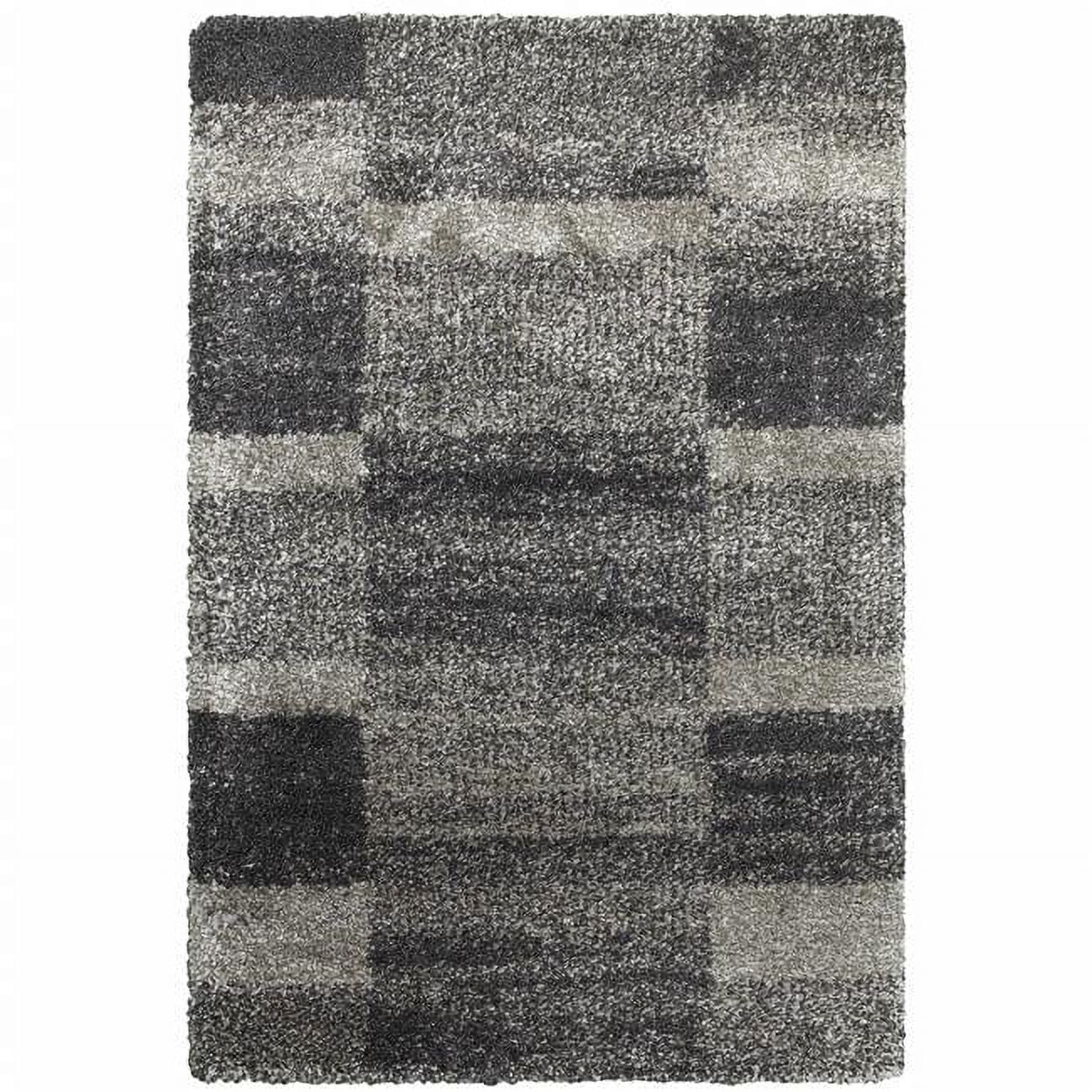 5 x 8 ft. Geometric Shag Power Loom Stain Resistant Area Rug - Charcoal ...