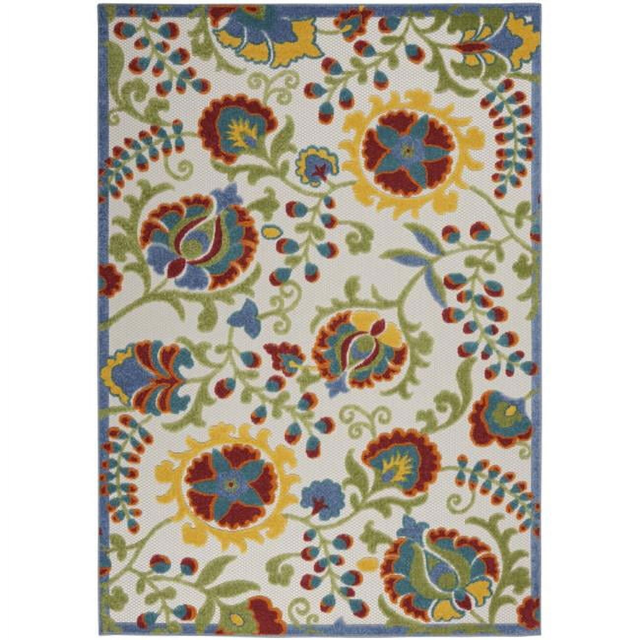 5 x 8 ft. Ivory Multi Color Floral Indoor & Outdoor Area Rug - Walmart.com