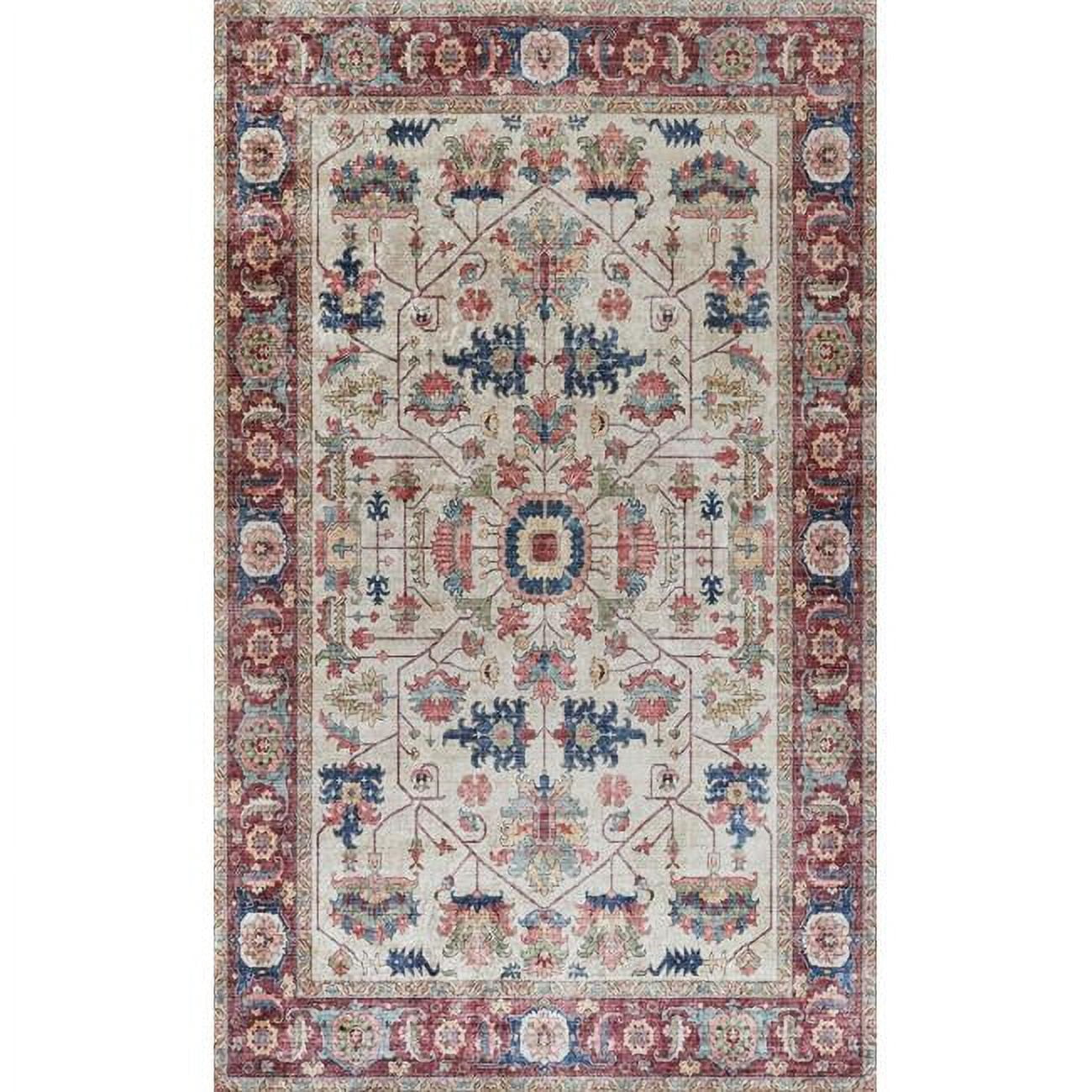 5 x 8 ft. Karachi Machine Made Traditional Rectangle Area Rug - Ivory ...