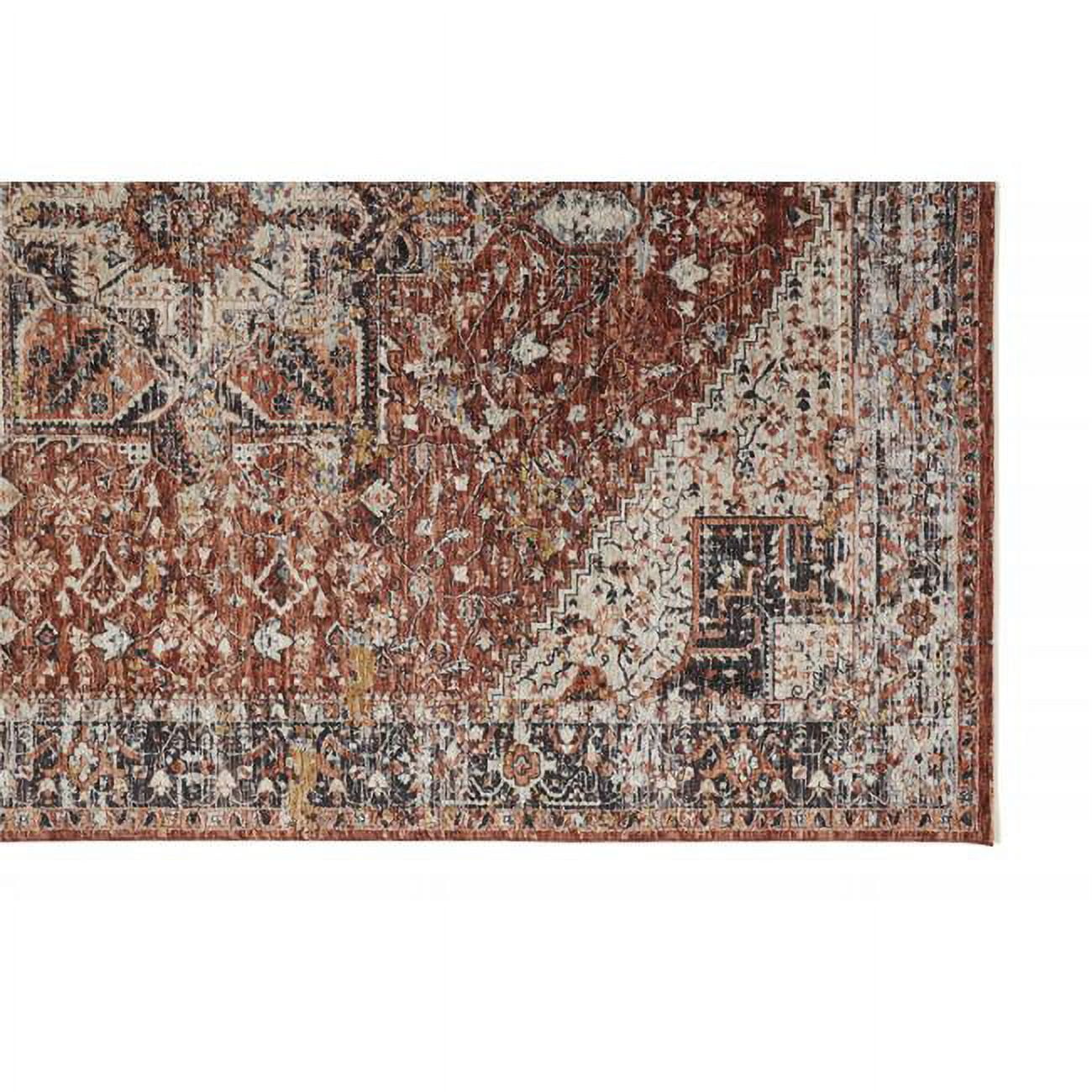 5 x 8 ft. Red Ivory & Black Abstract Distressed Rectangle Area Rug with ...